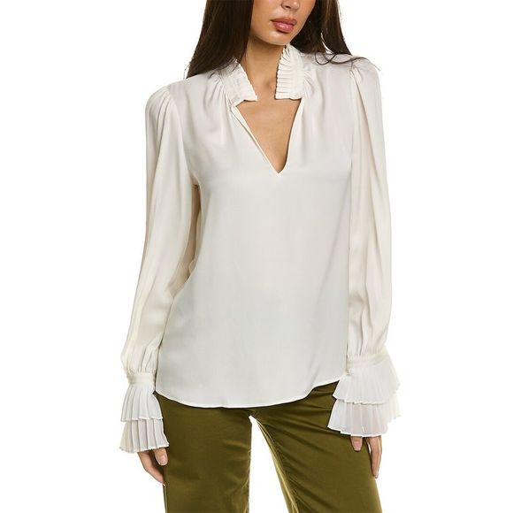 Frame Denim | Tops | Frame Denim Pleated Cuff Silk Top | Poshmark